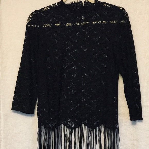 Zara | Tops | Zara Lace And Fringe Top | Poshmark